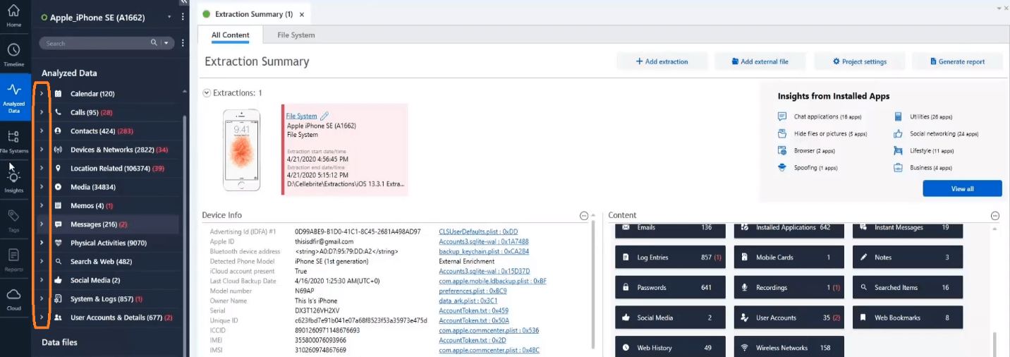 How to Use The Project Tree and Analyzed Data in Cellebrite Physical ...