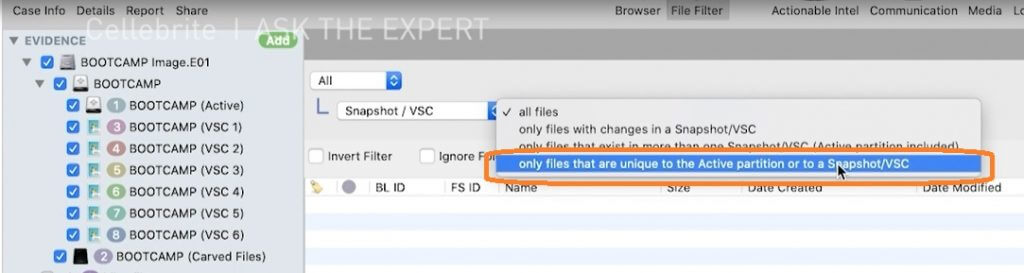 How To Isolate And Filter Volume Shadow Copies In Cellebrite Inspector ...