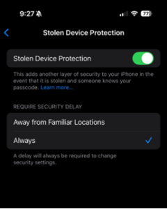 iOS Stolen Device Protection - Cellebrite